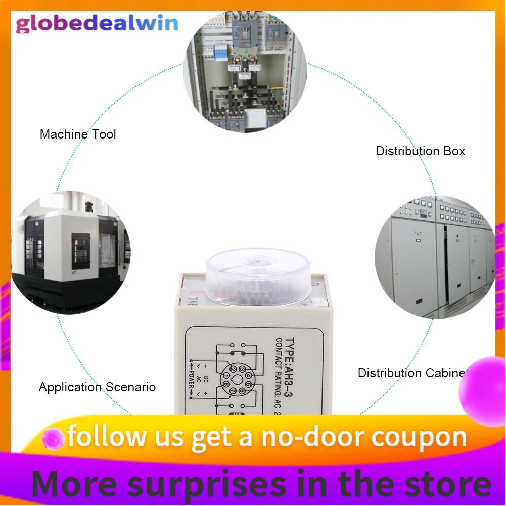 Globedealwin Timer Relay AH3-3 Time Adjustable Delay Switch AC 220V for ...