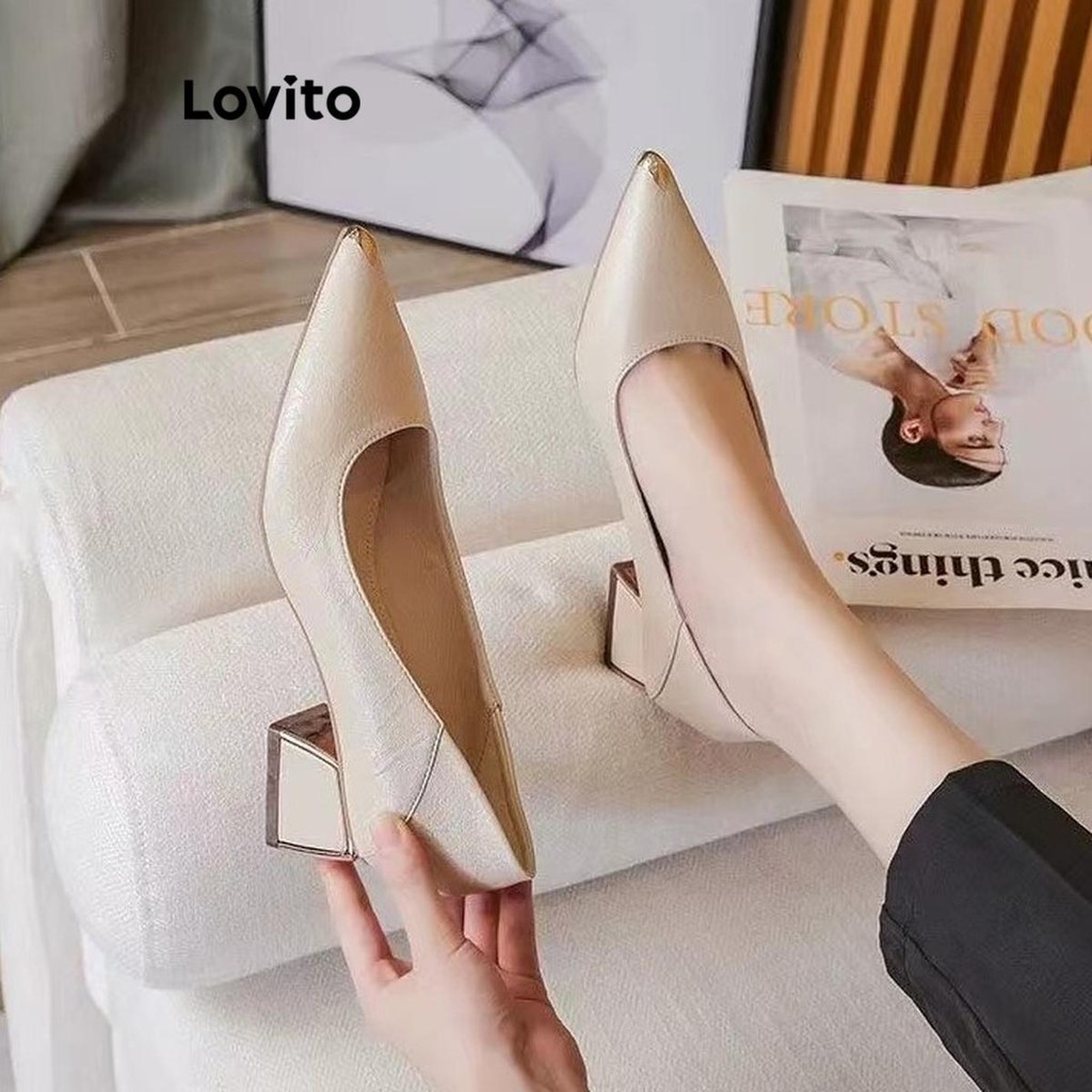 Lovito Women Elegant Heels Plain Versatile Simple Advanced Comfortable ...