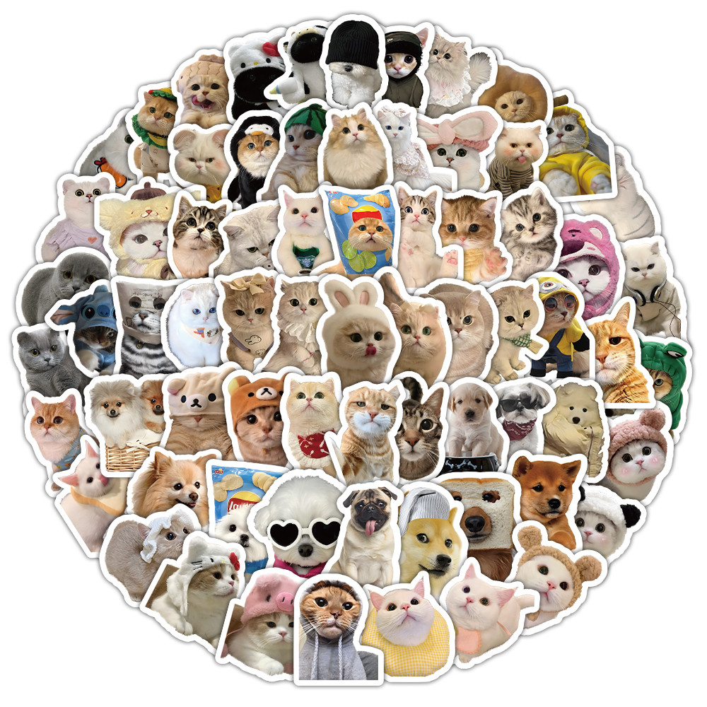 60-Piece Realistic Cat & Dog Stickers - True-to-Life Kitten and Puppy ...