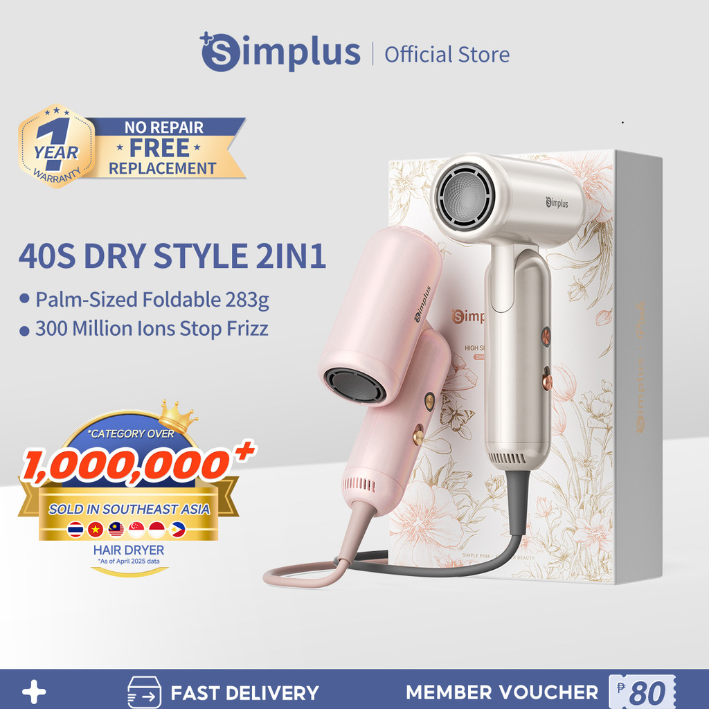 Simplus High Speed Mini Hair Dryer Ionic Hair Care Foldable Portable ...