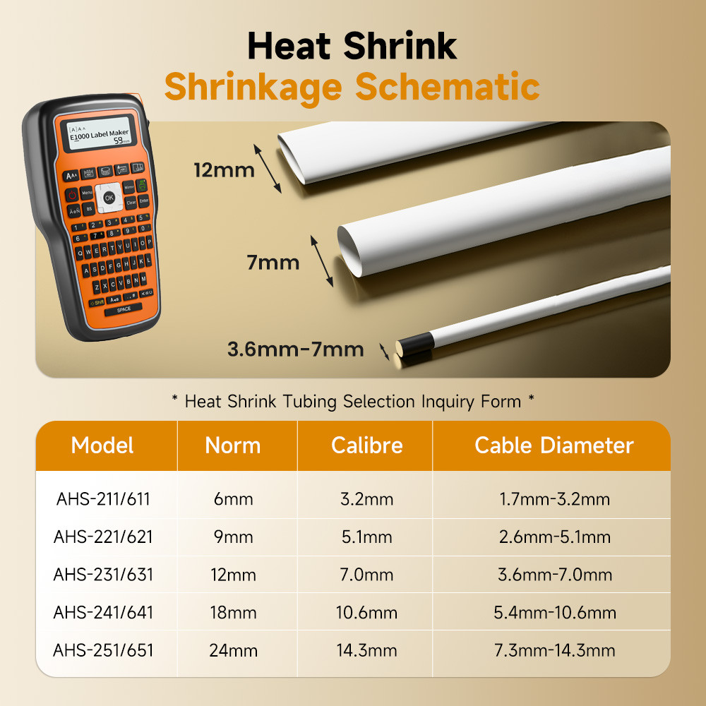 E1000 PRO Portable Heat Shrink Tube Label Printer Industrial Label ...