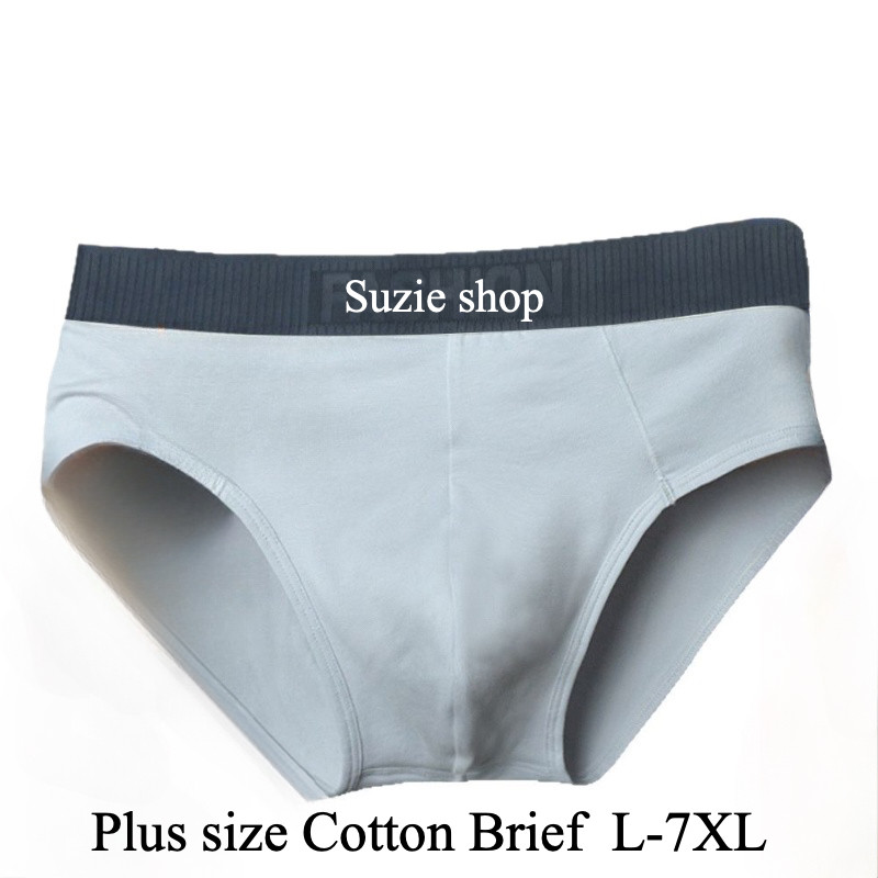 Men's Seamless Cotton Briefs Plus size 5XL 6XL 7XL breathable mid-waist ...
