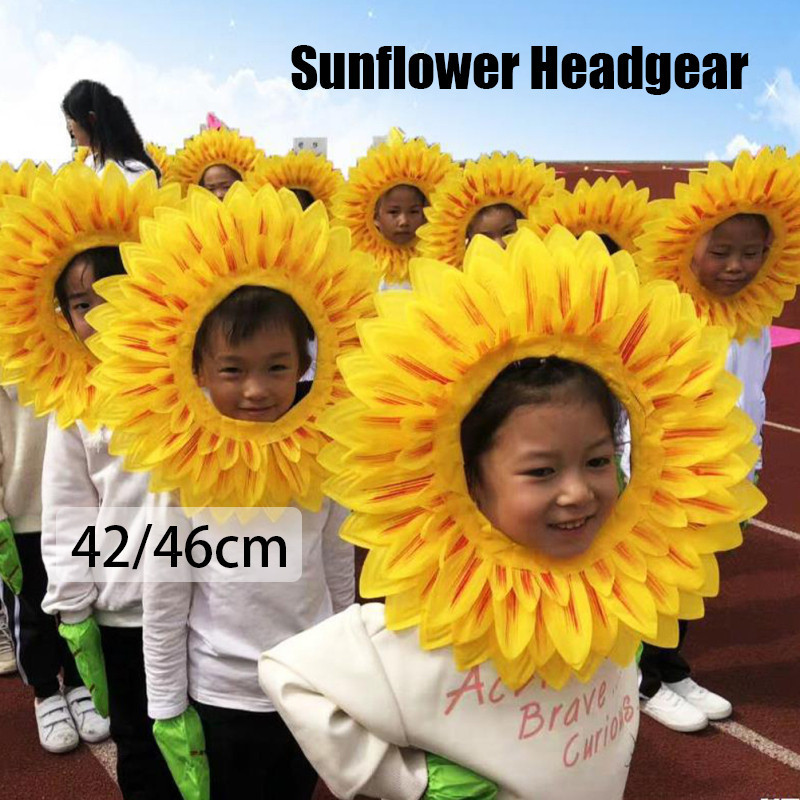 【High Quality】Flower Costume Kids Funny Sunflower Headgear Hat Adults ...