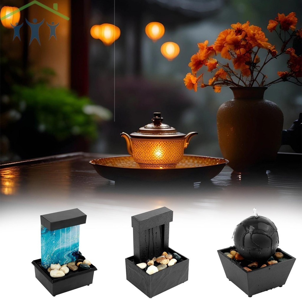 Tabletop Fountain with Light Battery/USB Operated Mini Indoor Water ...