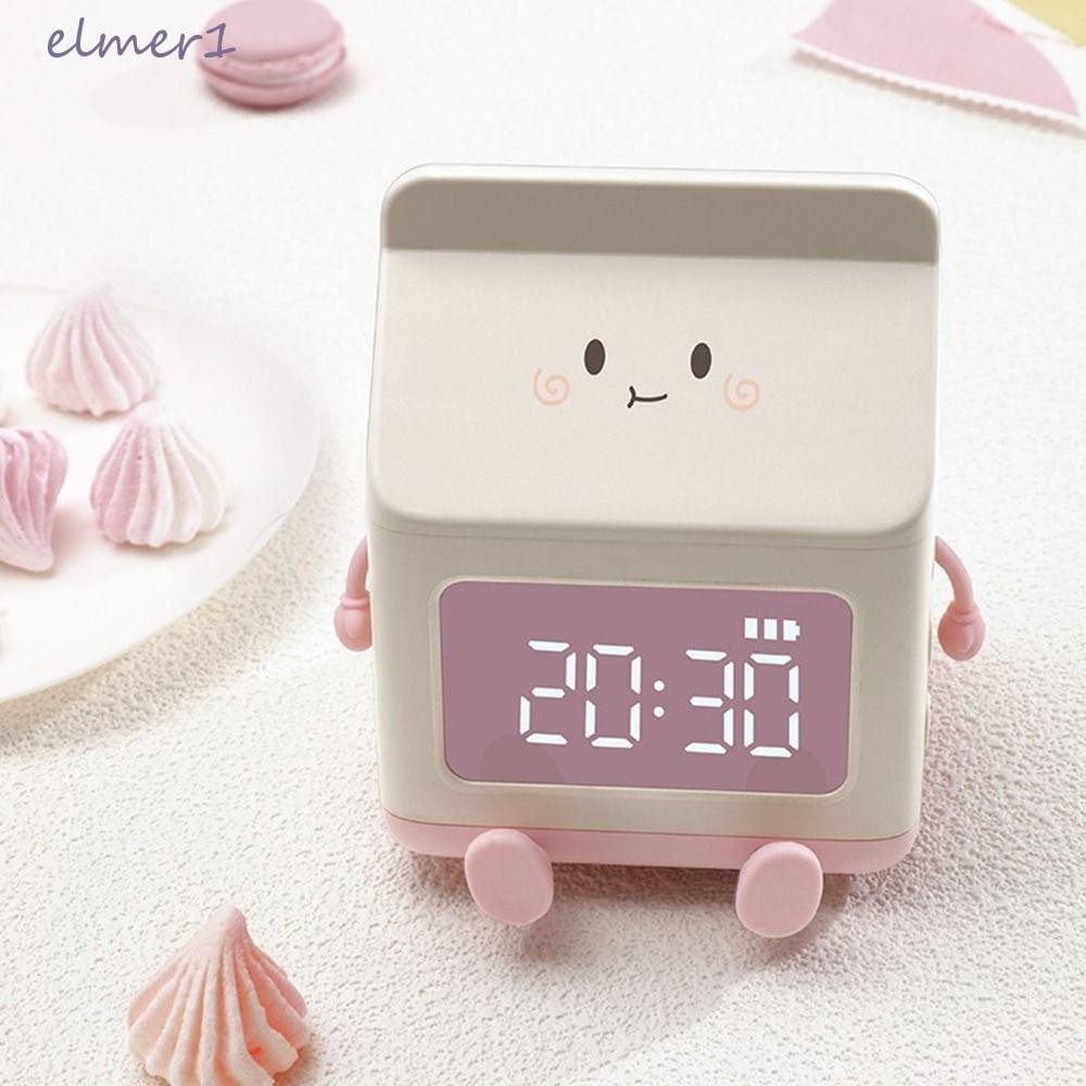 ELMER1 Digital Alarm Clock, Milk Box Shape Date Display Mini Electronic ...