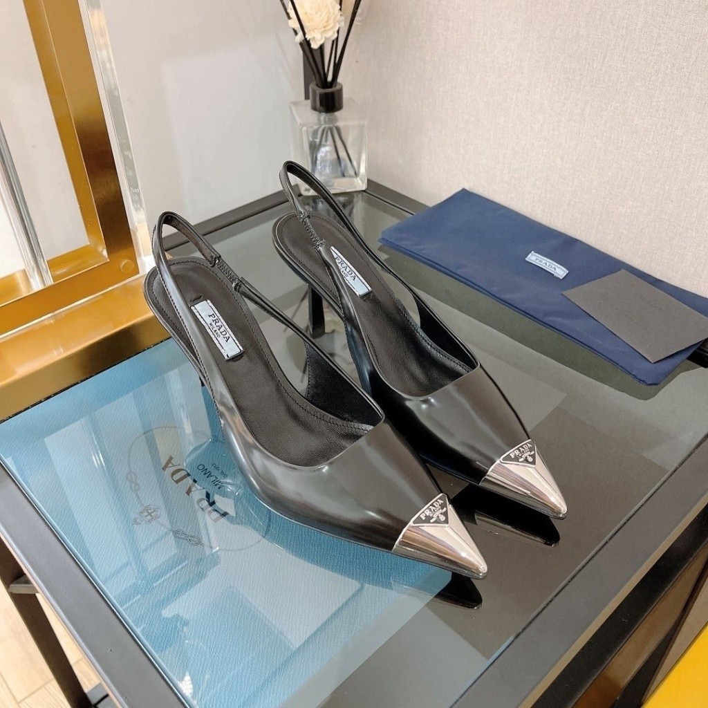 Triangle high heel sandals women's summer 23ss new metal pointed thin ...