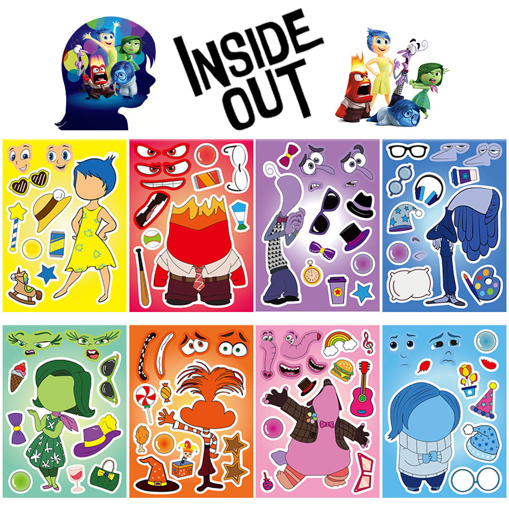 8PCS Disney Cartoon Inside Out Theme Puzzle Sticker for Children's ...