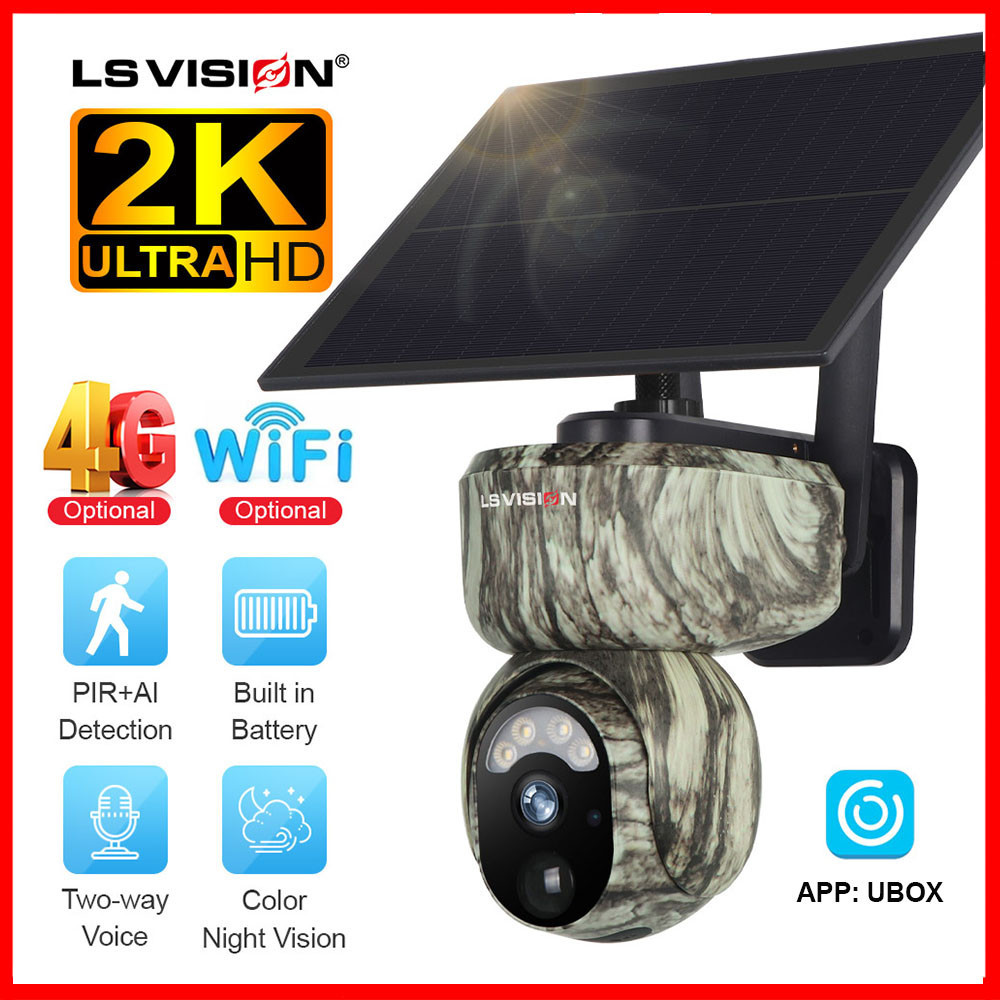 LS VISION 2K 4MP WIFI/4G Solar CCTV Security Camera Wireless Outdoor ...