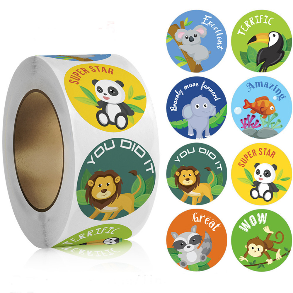 500pcs Reward Stickers For Children Kids Animal Panda Stickers Small ...