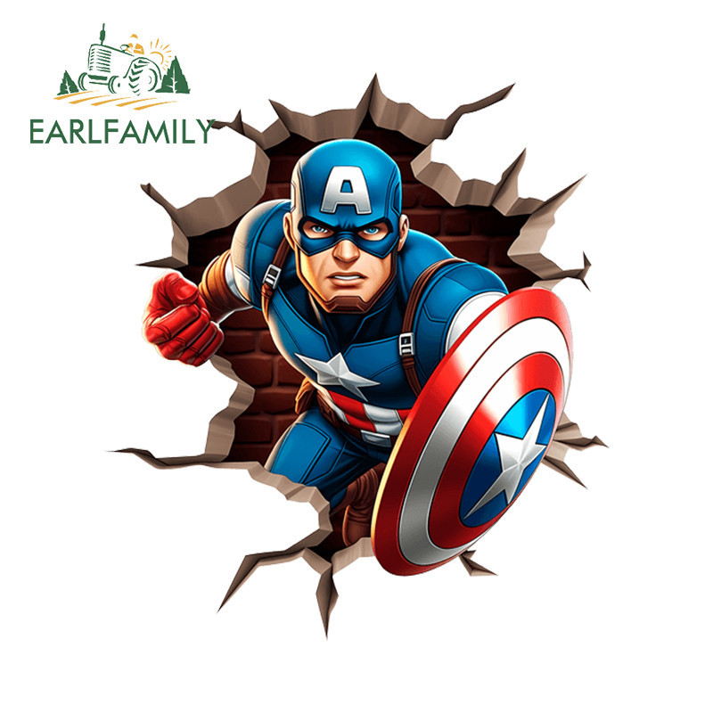EARLFAMILY 13cm Marvel Captain America Car Sticker Car Door Computer ...