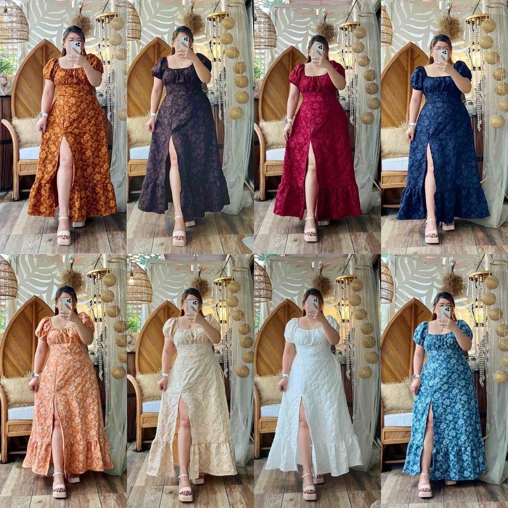 Plus Size 2 Way Off Shoulder Garterized Back Elizabeth Dress with Slit ...