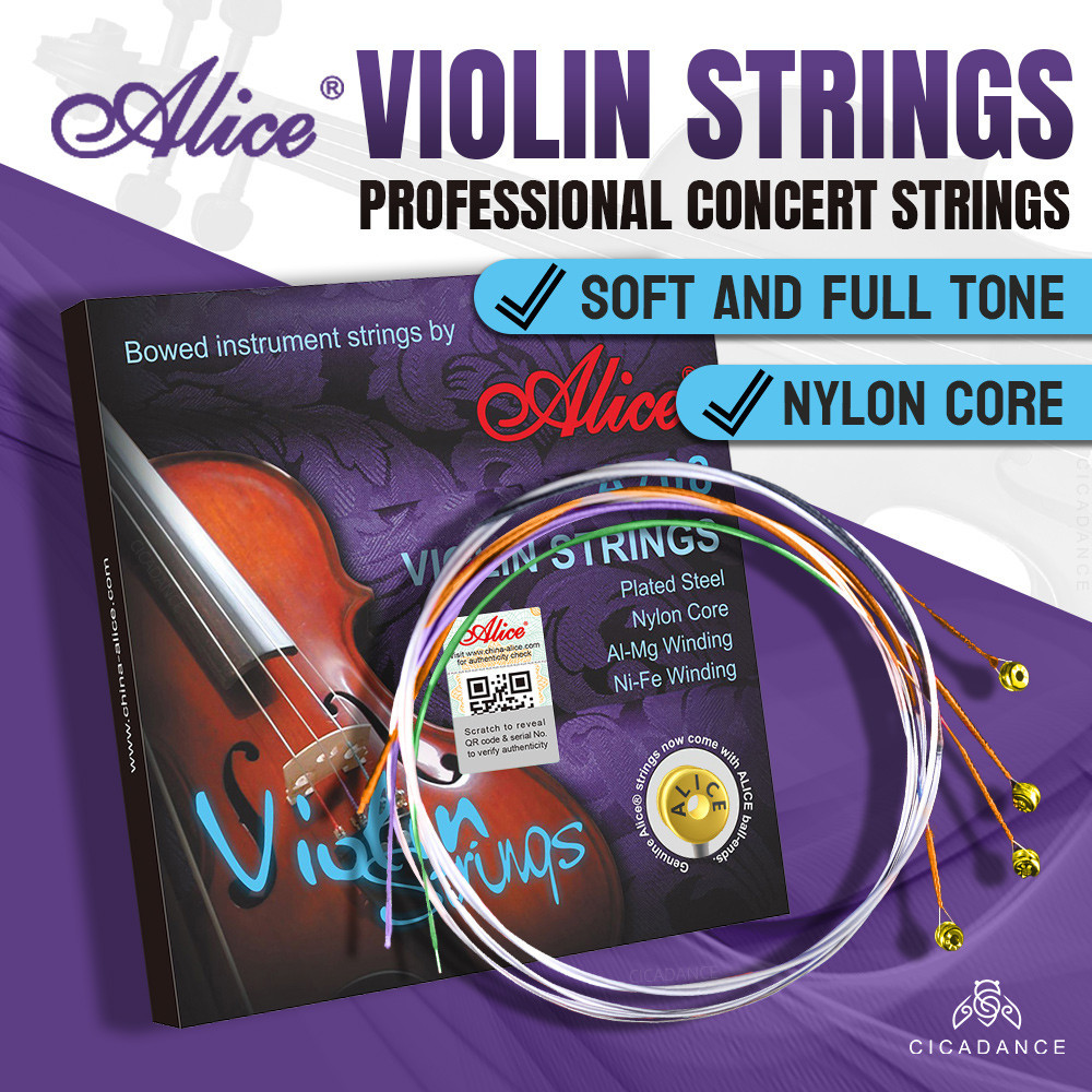 Alice Violin String Set A708 Nickel Alloy Winding Nylon Core Rich ...