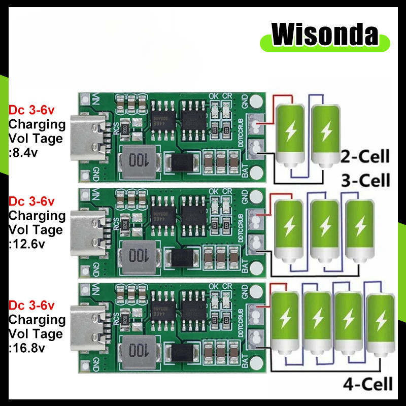 Multi-Cell 2S 3S 4S Type-C To 8.4V 12.6V 16.8V Step-Up Boost LiPo Polymer Li-Ion Charger 7.4V 11 ...