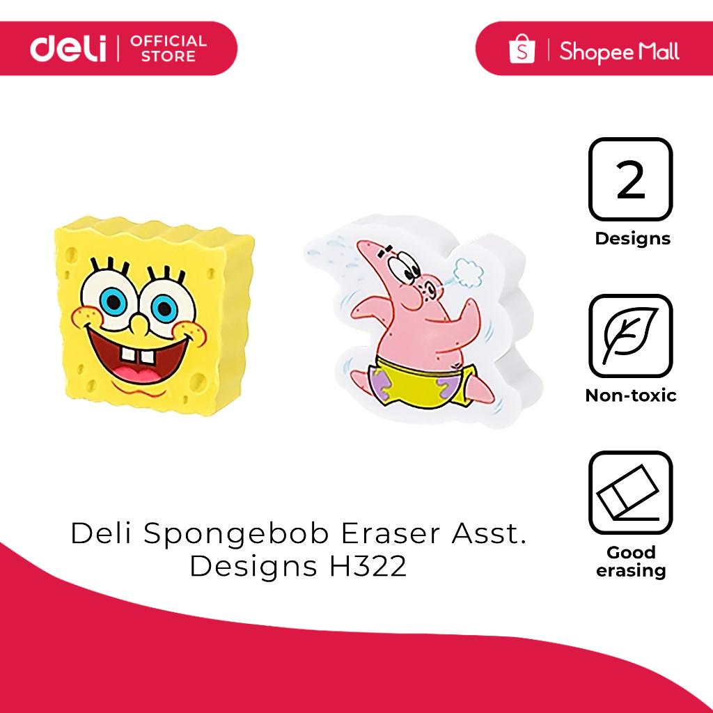 Deli H322 Spongebob Eraser Asst. Designs | Shopee Philippines