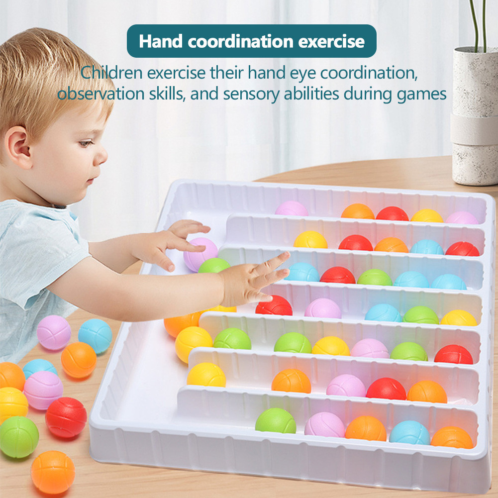 Fun Ball Sorting Toy Rainbow Balls Sensory Game Color Ball Return Game ...
