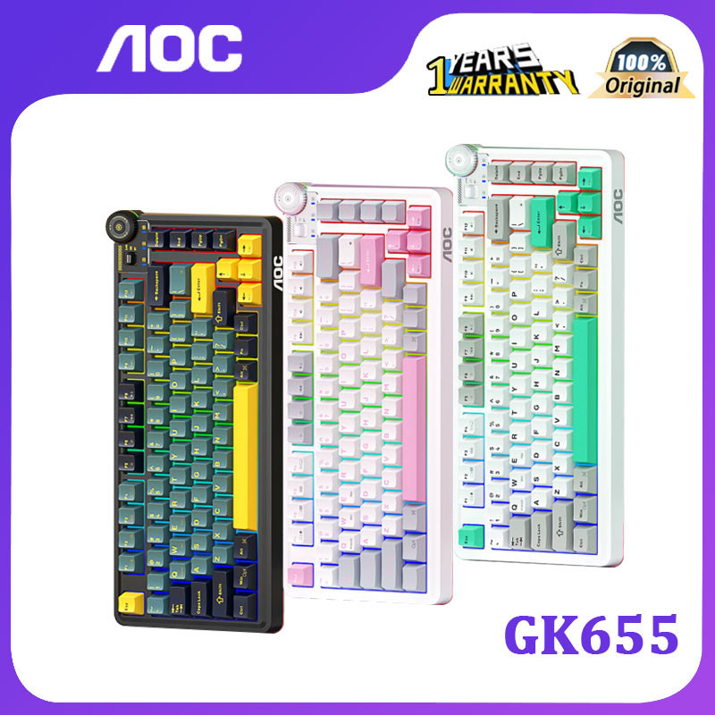 AOC GK655 Wireless three-mode keyboard Hot swappable DIY Mechanical ...