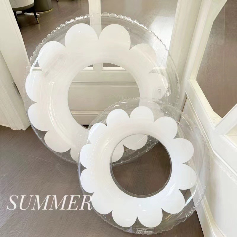Transparent Korean Flowers Swim Rings PVC Swimming Ring Inflatable ...