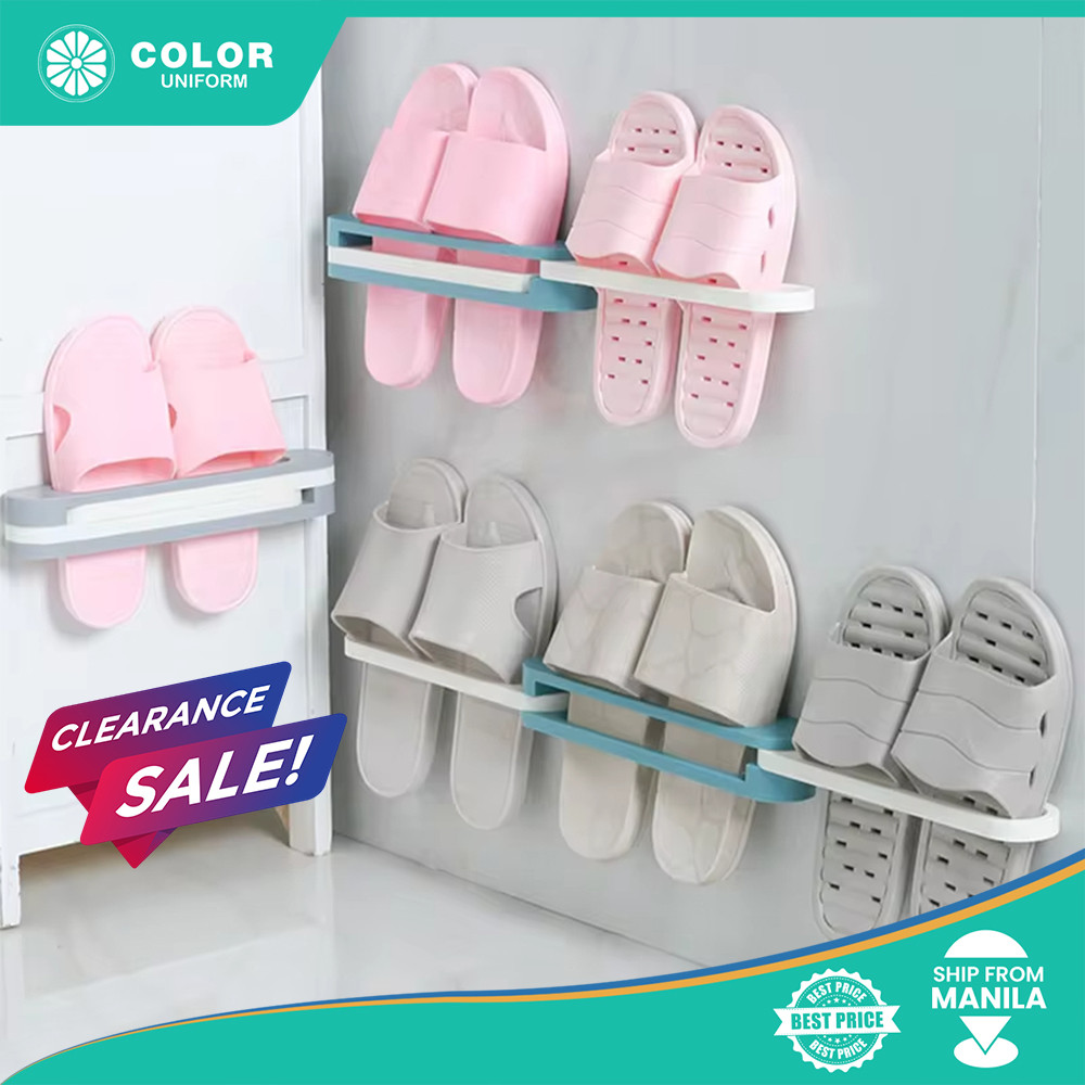CLEARANCE SALE Wall Mounted Creative Folding Slippers Shelf Rack 1pc ...