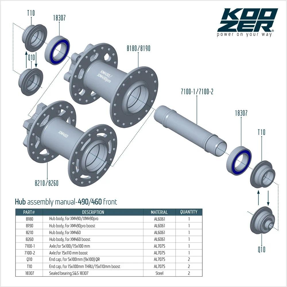 Koozer XM490pro Front hub MTB QR 9x100mm TA 15x100mm 28H 32 Holes 36H 6 ...