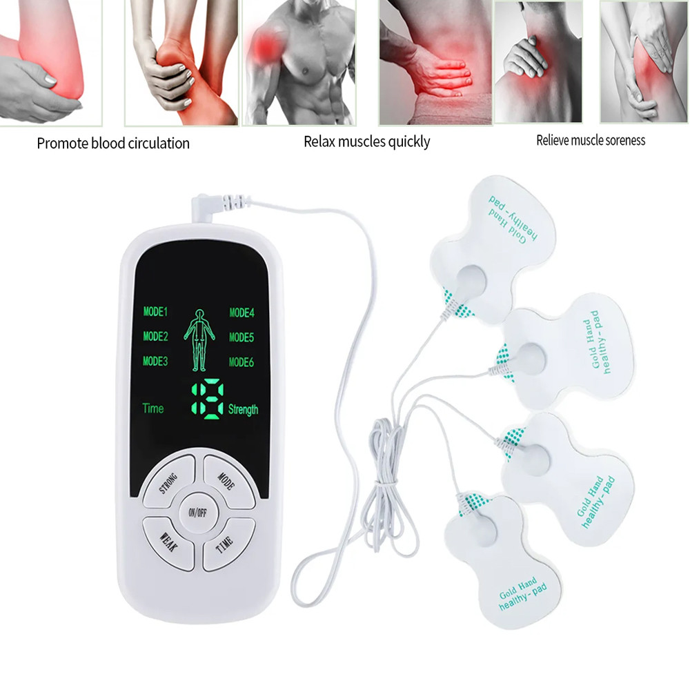 EMS Electric Muscle Therapy Stimulator 6 Modes Tens Unit Machine ...