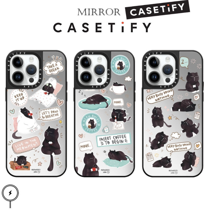【Mirror Case】Casetify Cute Laziness Black Cat pattern pattern Mobile ...