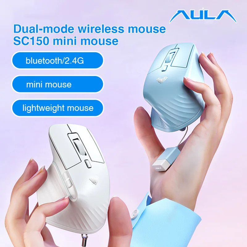 AULA SC150 Mini Portable Ultralight Mouse Bluetooth 2.4G Wireless ...