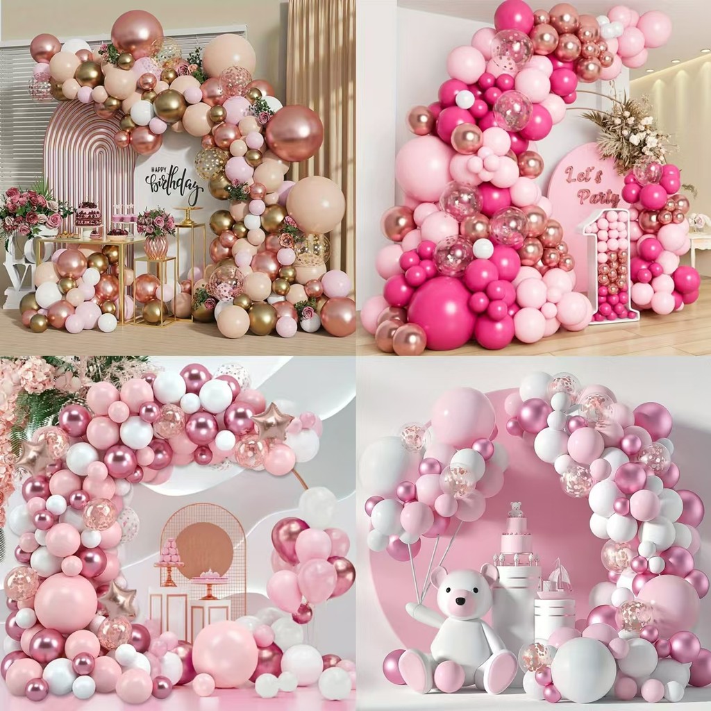 Princess Pink Balloon Set Rose Gold Garland Balloon Latex Arch Confetti ...
