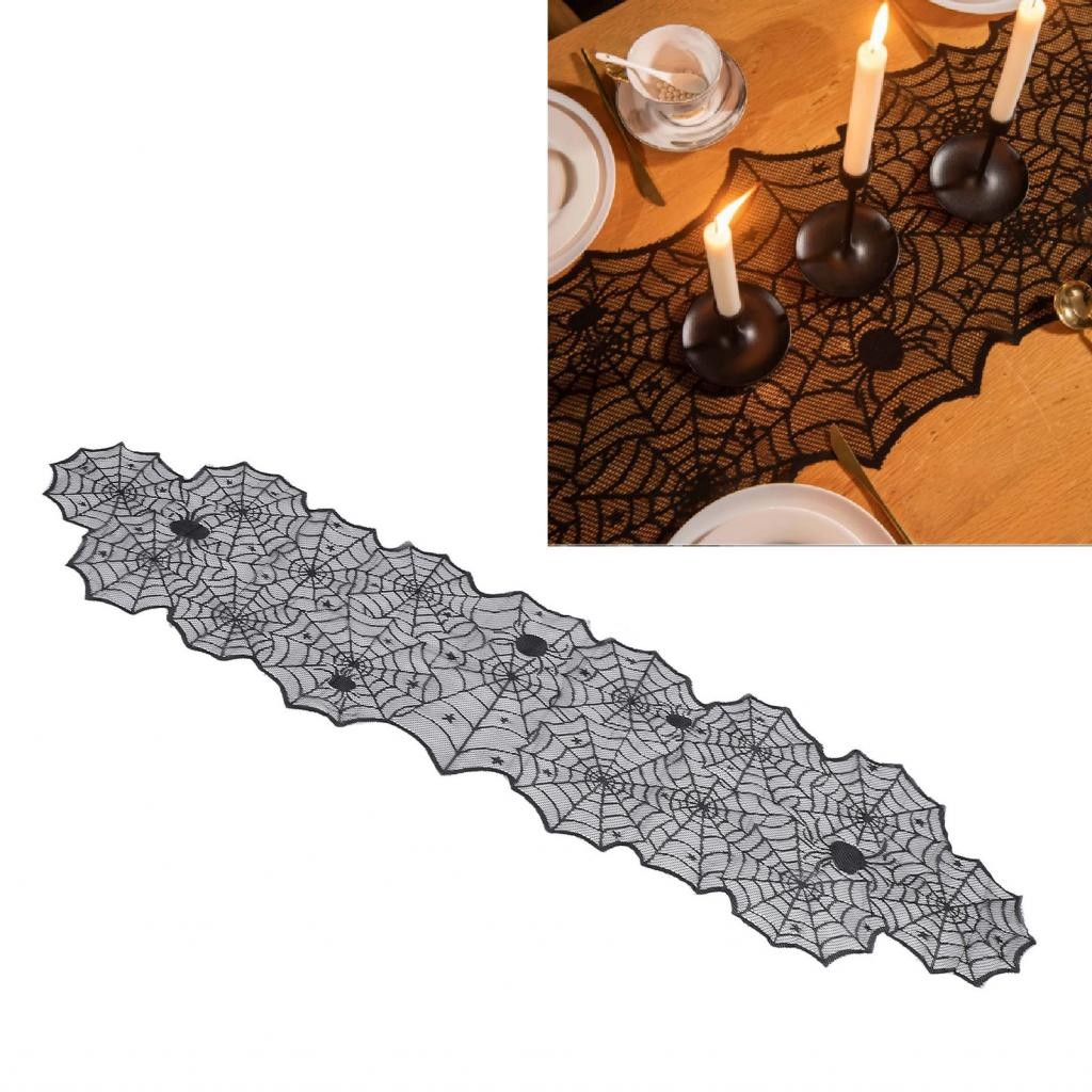 Keaostore Lace Spider Web Table Runner Spooky Party Decor for 4 To 6 ...