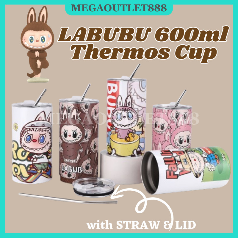 600ML Labubu Tumbler Cups with Straw 304 Stainless Steel Insulated ...