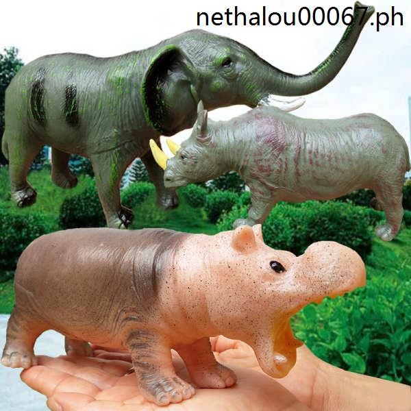 Soft Rubber Big Dinosaur Wild Animal Model Elephant Rhinoceros Kangaroo ...
