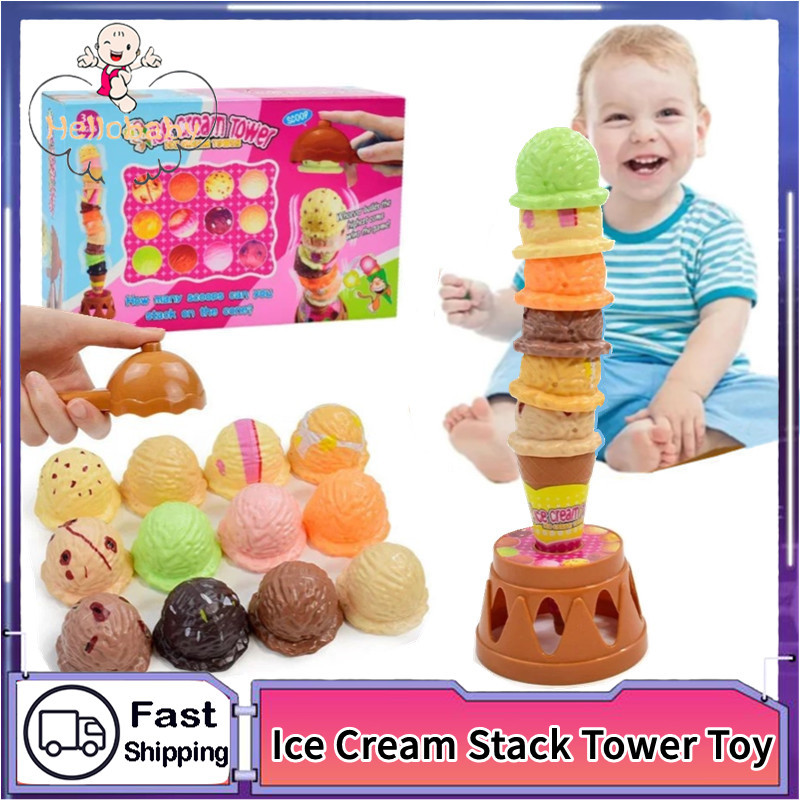 Kid's Ice Cream Stack Tower Toys Simulation Food Kitchen Toys Kids ...