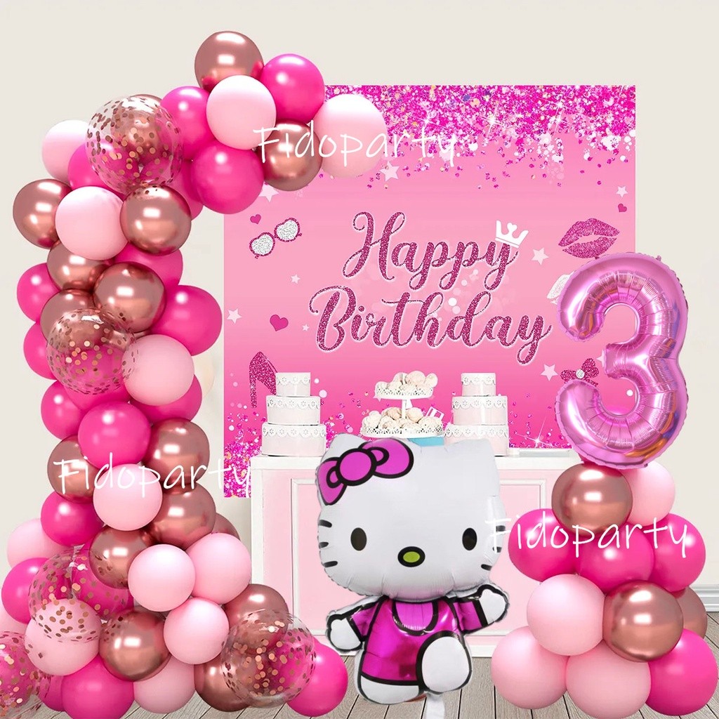 Cute Sanrio Hello Kitty Balloon Garland Arch Birthday Party Decoration ...