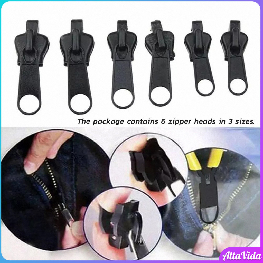 Alta 6pcs Zipper Slider Head Universal Instant Fix Replacement Zippers ...