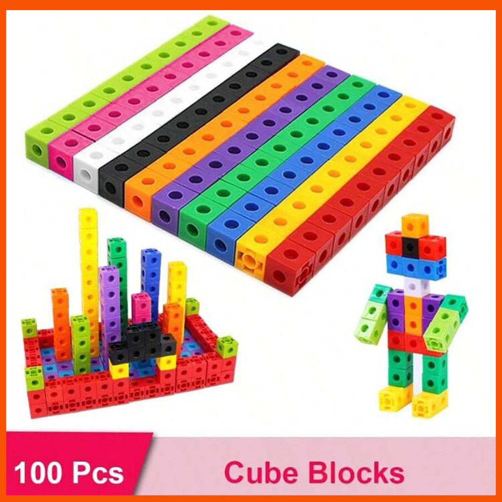 Number Block Toys for Kid 100 PCS Linking Stacked Cube Number Block ...