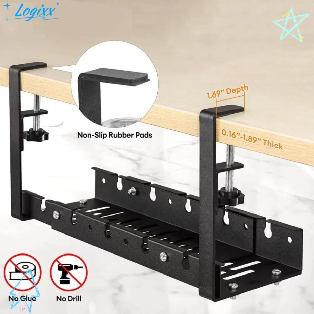 LOGIXX Under Desk Cable Shelf, Heavy Duty Expandable Retractable Cable ...
