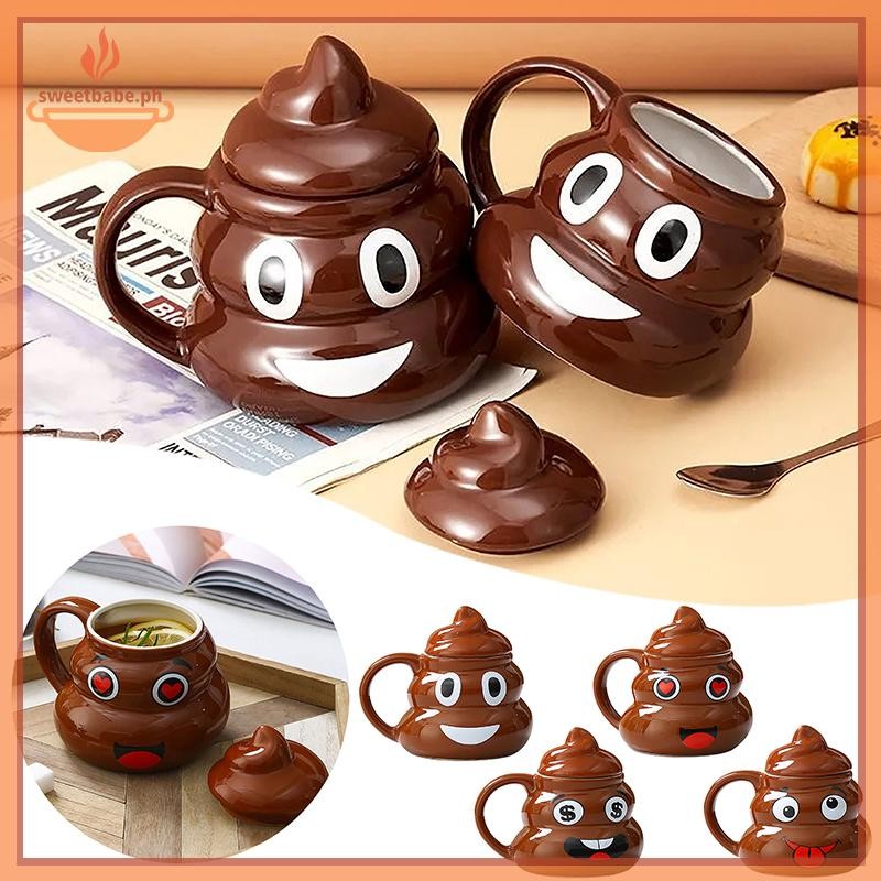 Sweet 500ml Funny Poop Cup Novelty Ceramic Cup With Lid Brown Poop ...