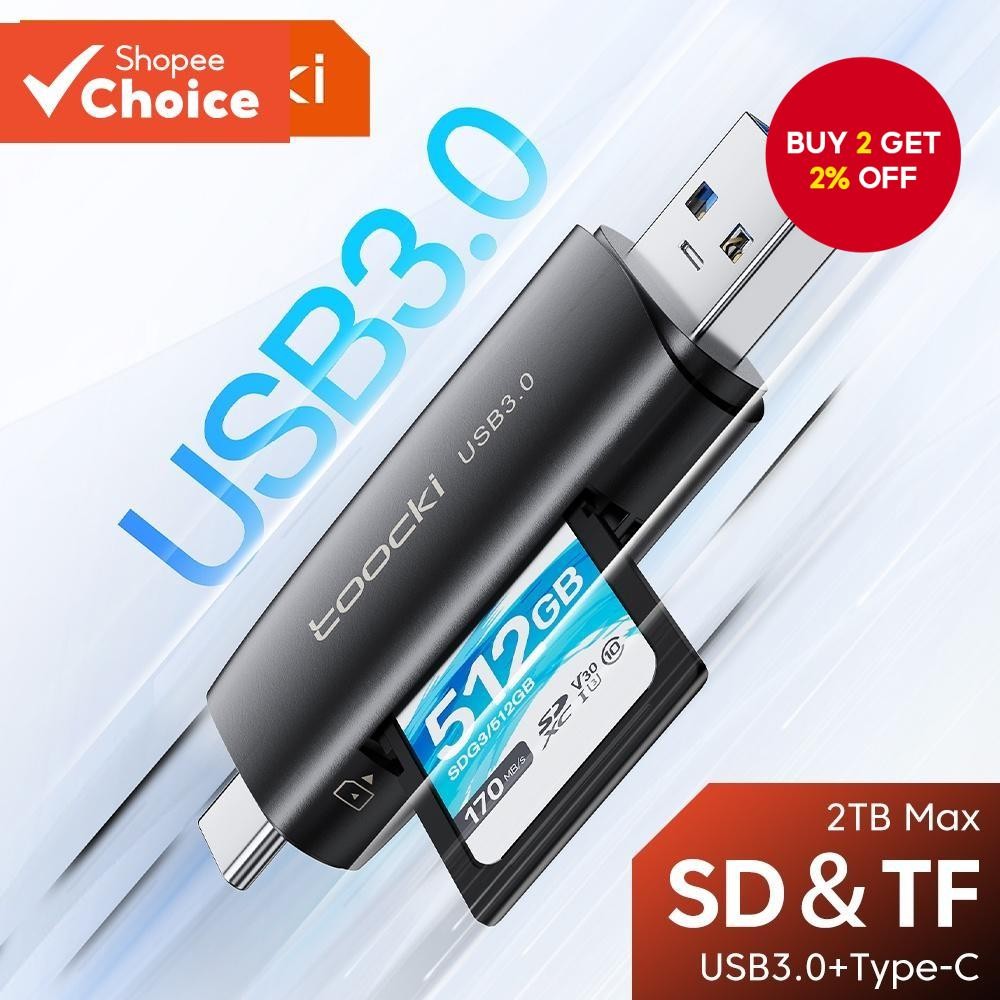 Toocki 2-in-1 USB3.0 Card Reader Type C USB To Micro SD TF 2TB Adapter ...