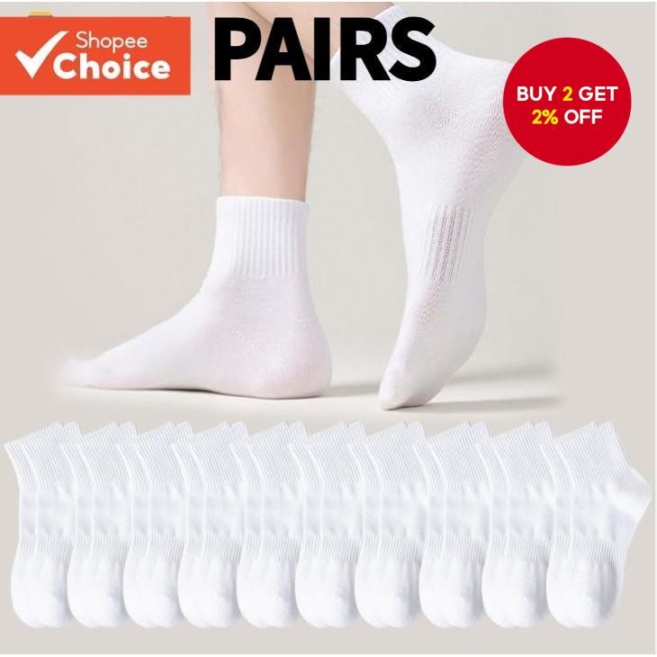 10 Pairs Casual Mid-Length Socks For Men & Women, Simple Design ...