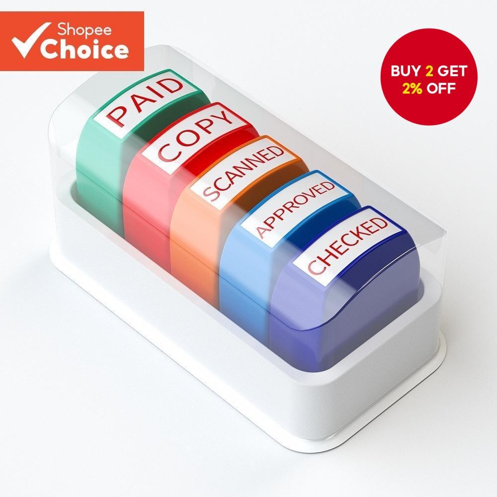 5-Piece Stamp Set (Paid/Copy/Scanned/Approved/Checked) - High-Quality ...