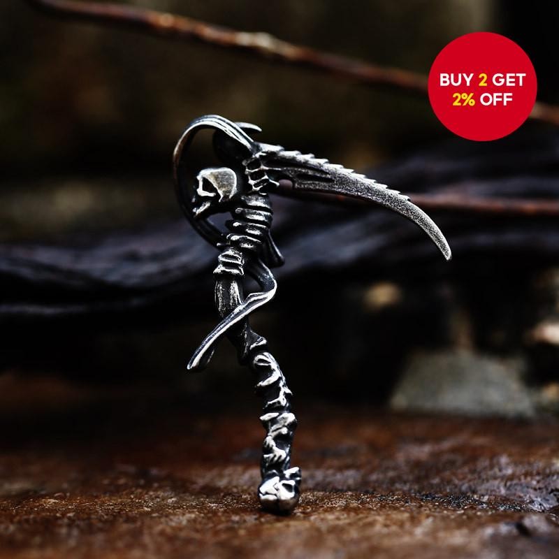 1pc High Quality Zinc Alloy Men's Necklace Reaper Skull Sickle Sickle ...