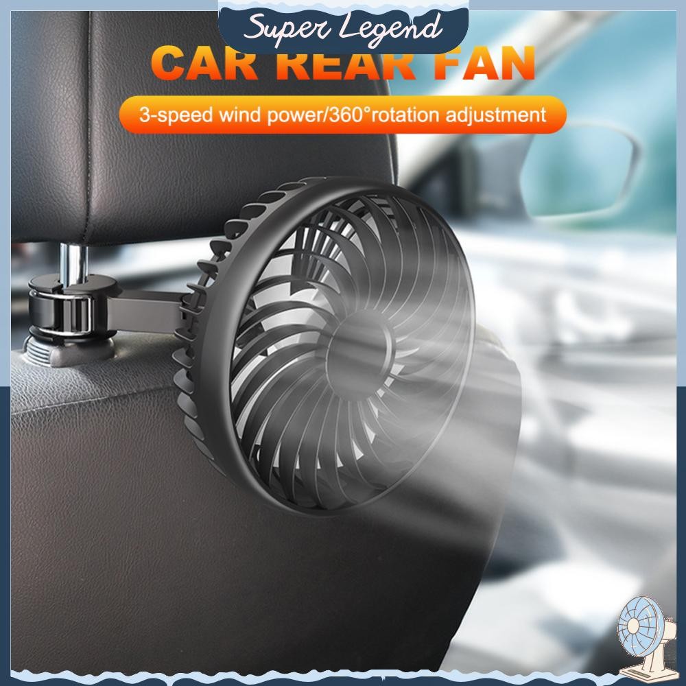 USB Powered Rear Seat Fan 360 Rotatable Car Seat Headrest Fan 3 Speeds ...