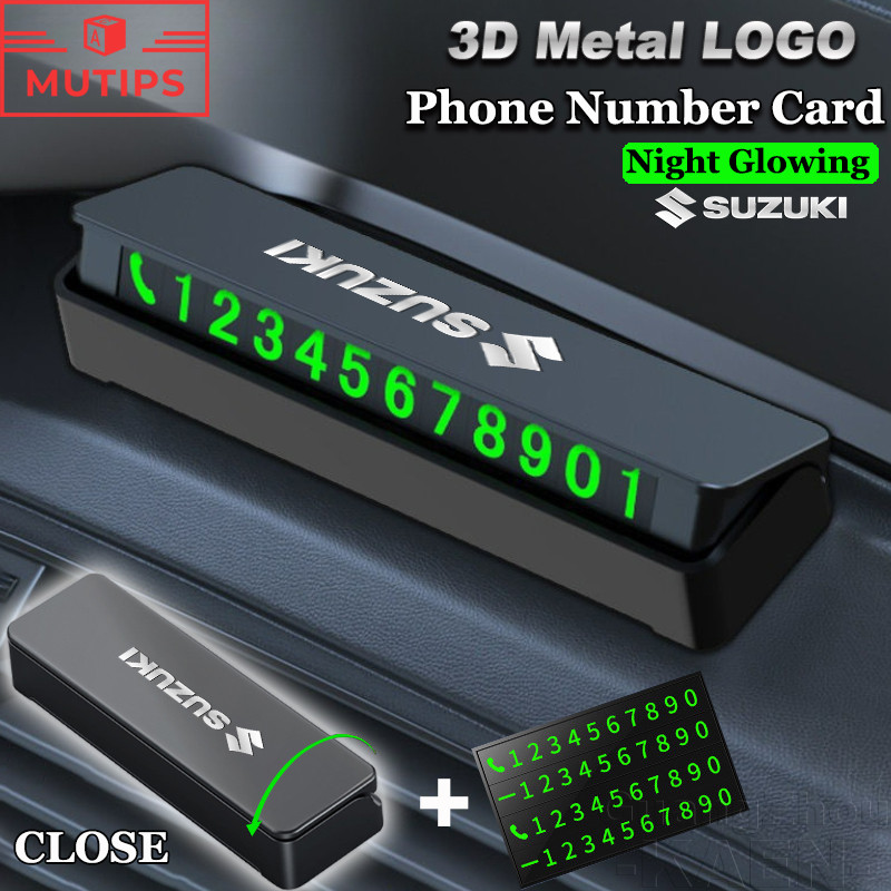 Suzuki Car Phone Number Card Luminous Sticker Metal Car Logo Temporary ...