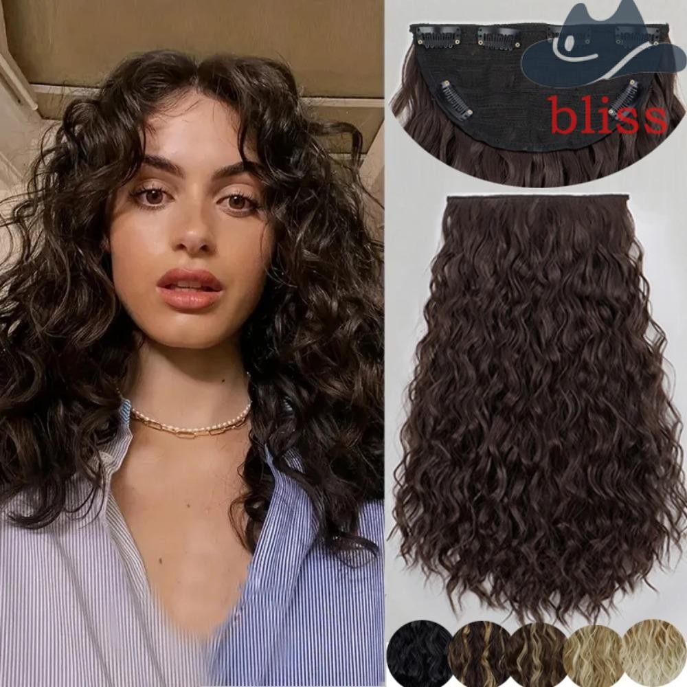 BLISS Clip in Hair Extensions, 18 Inch Corn Perm Short Curly Wavy Hair ...