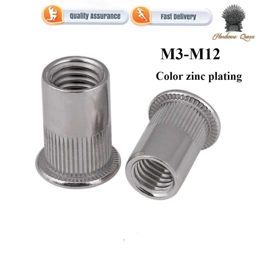 【QP7】Carbon Steel Rivet Nut Insert Rivets Flat Head Rivet Nut Set ...
