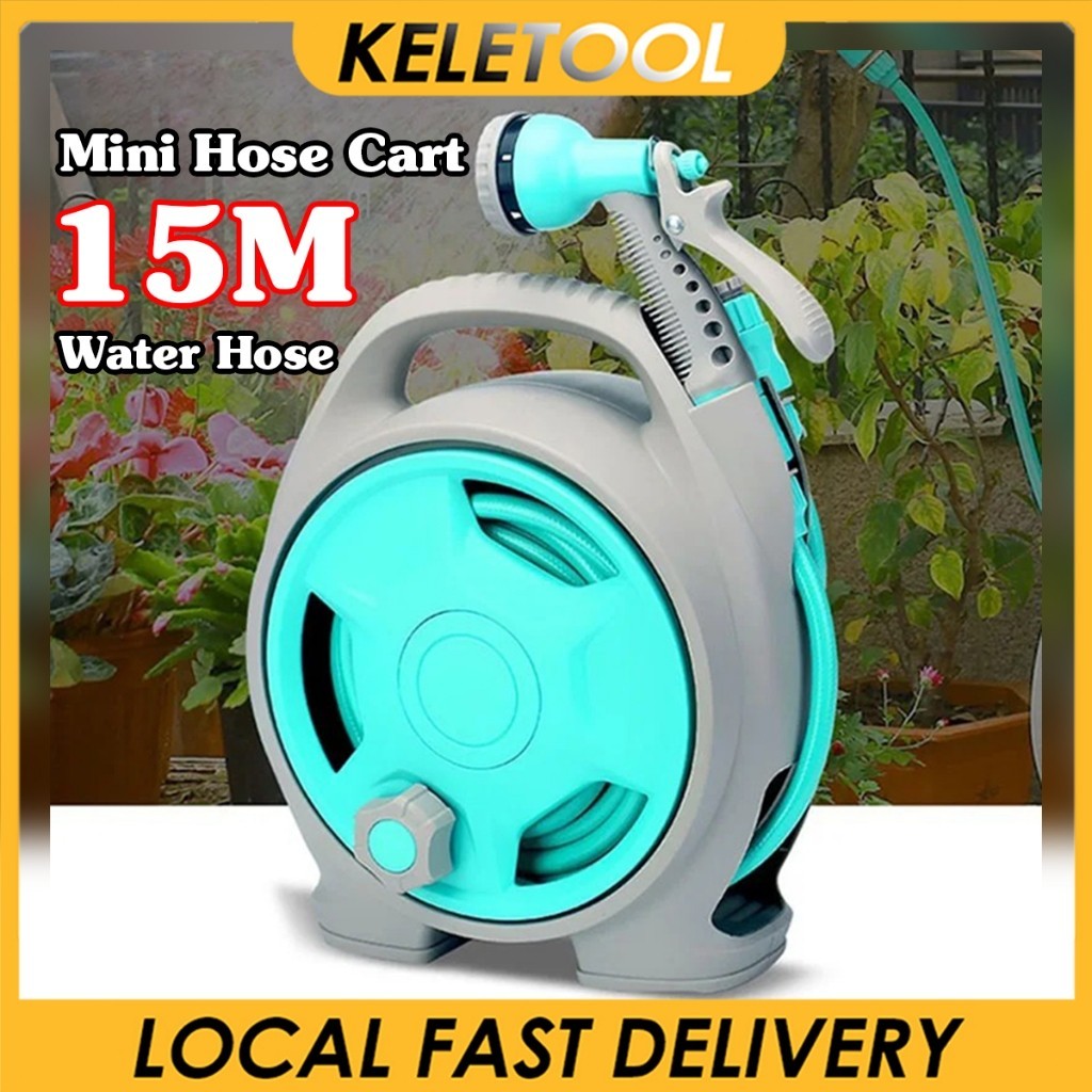 15 20 30M Garden Water Hose Reel Water Supply Set Portable Retractable ...