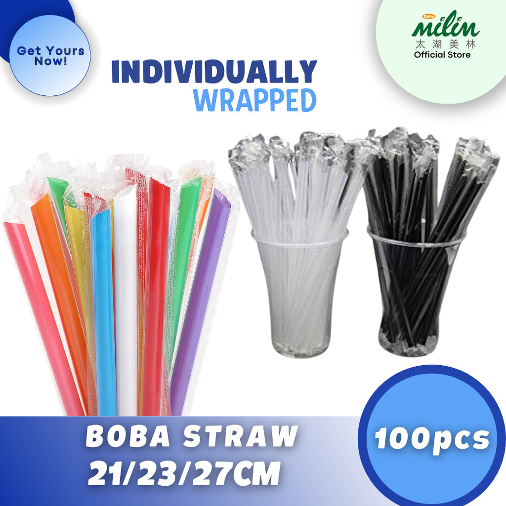 Boba Straw Individual Wrapped 21/23/27 CM (100 pcs) /Milktea Straw ...