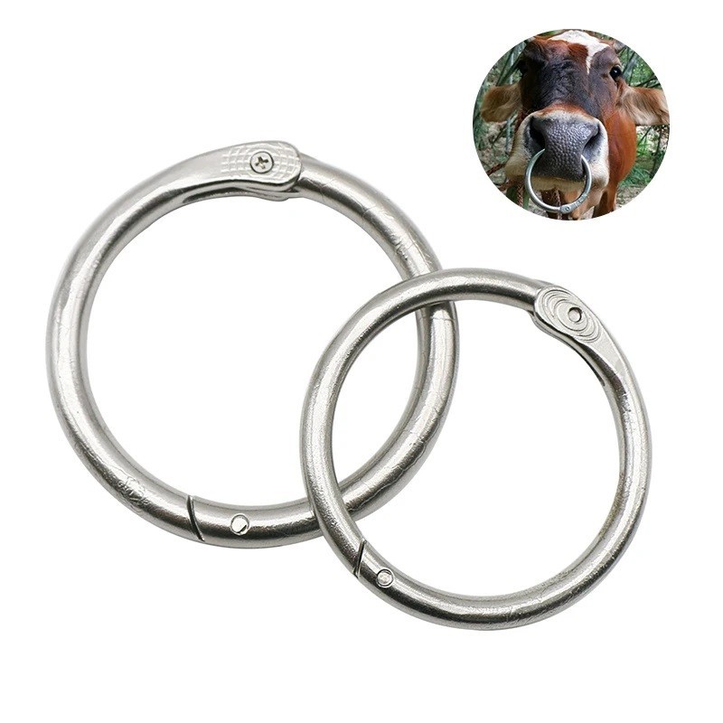 Bull Nose Ring Cattle Traction Ring Stainless Steel Big Cattle Cow Nose ...