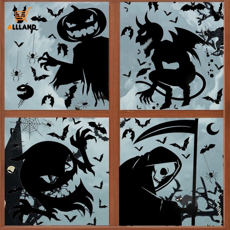 Black Ghost Monster PVC Static Stickers - Horror Death Specter Window ...