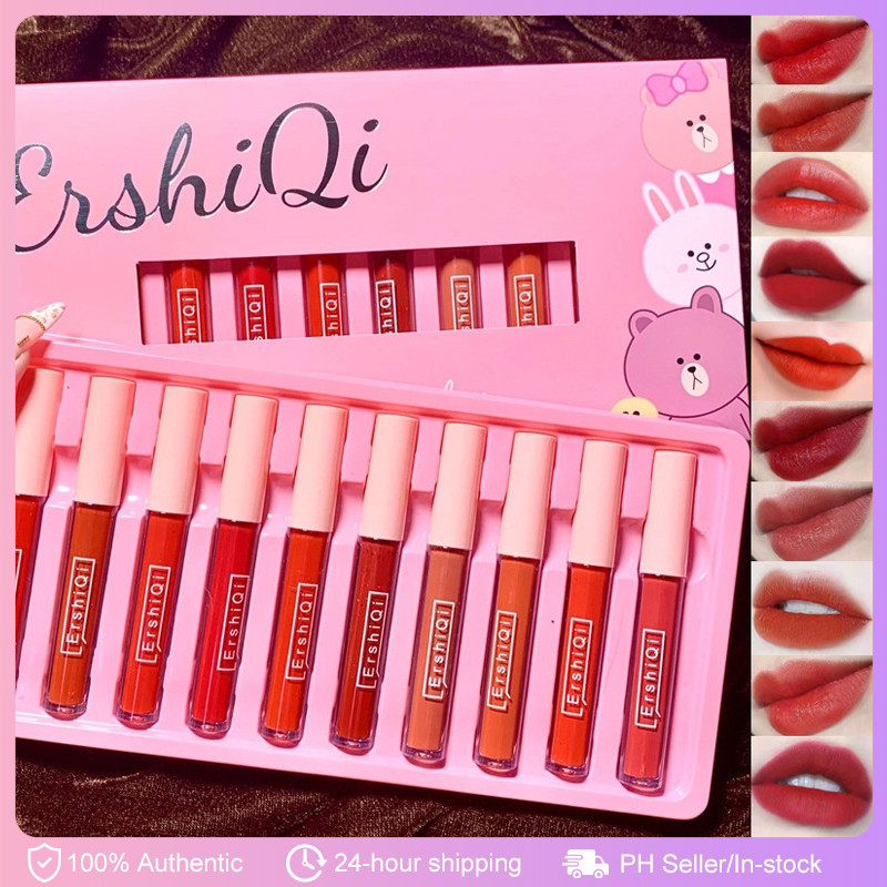 10pcs/set NEW 10in1 Lip Tint Set Waterproof Lipstick Set Matte Lipgloss ...
