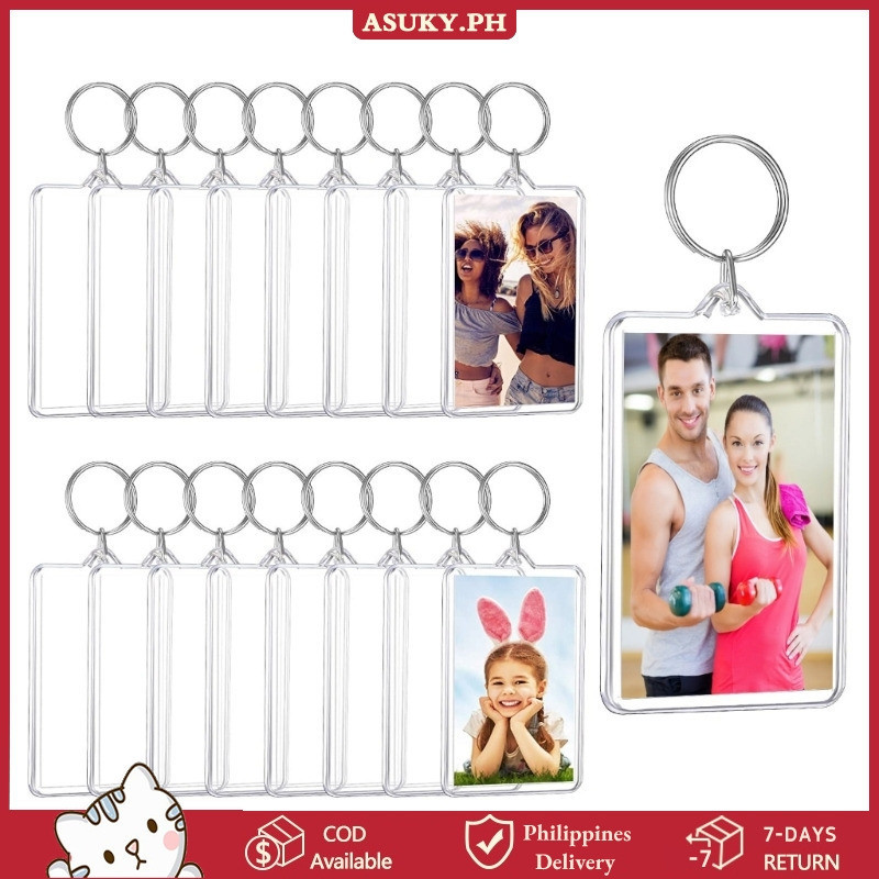 10Pcs Acrylic keychain Transparent DIY Photo Picture Frame Insert ...